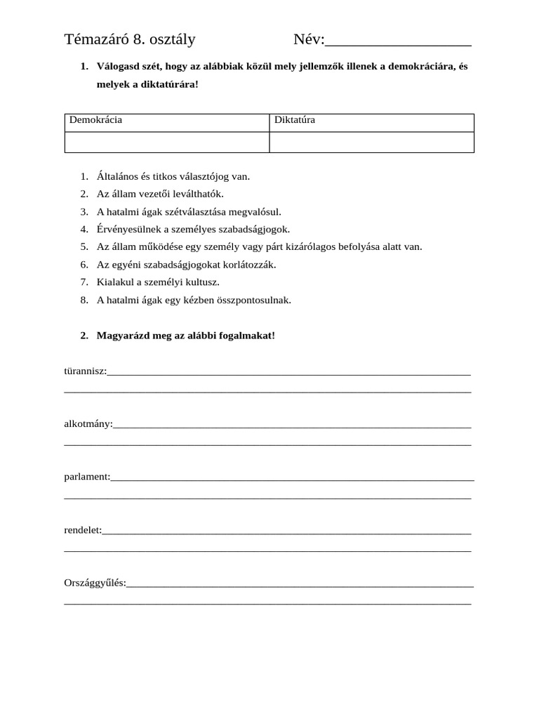 Oszt TZ A Demokratikus Állam | PDF