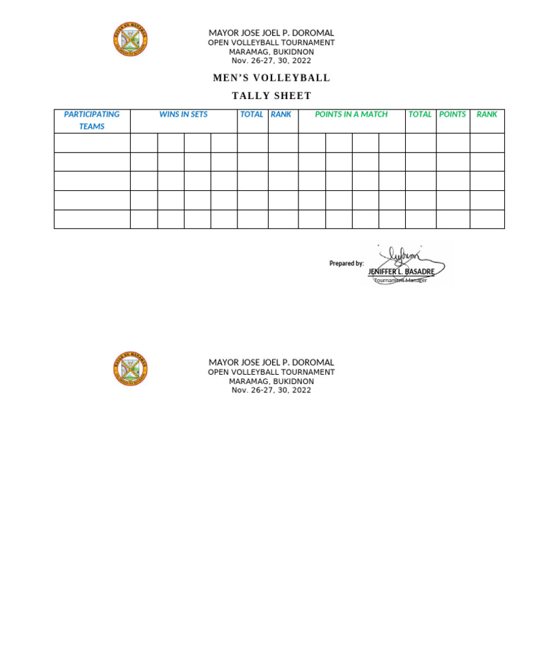 Tally Sheet | PDF