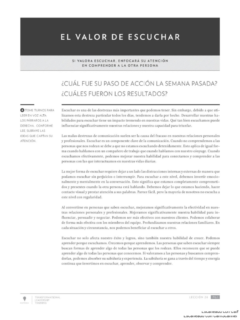 El Valor de Escuchar | PDF