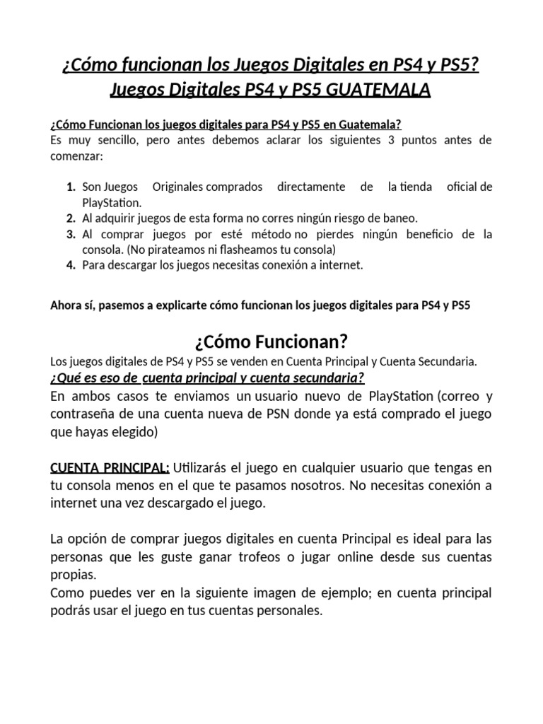 Cómo Funcionan Los Juegos Digitales en PS4 y PS5 | PDF