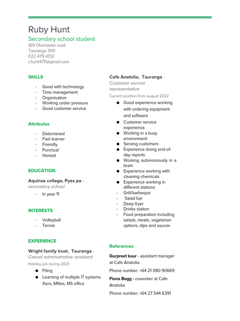 Ruby Hunt: Secondary School Student | PDF