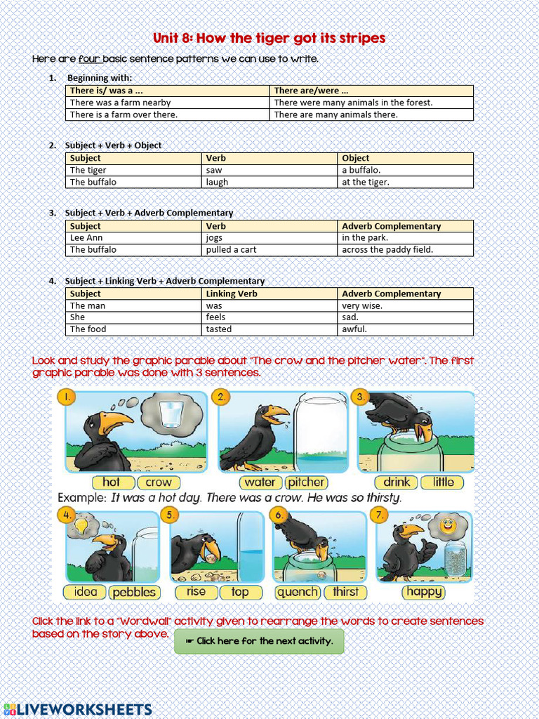 How The Tiger Got Its Stripes Sentence Structure Exercise | PDF