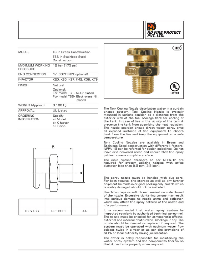 HD 277 Tank Cooling Nozzle TS & TSS | PDF