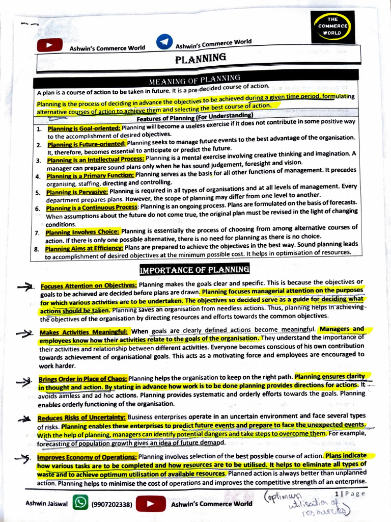 CH 8 - PLANNING | PDF