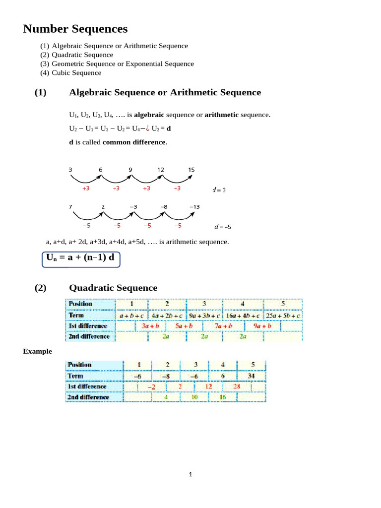 Number Sequences | PDF