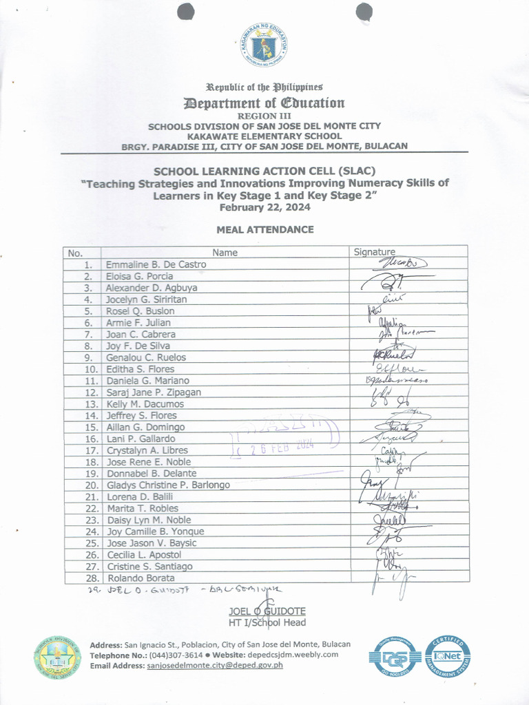 Slac February 2024 Attendance | PDF
