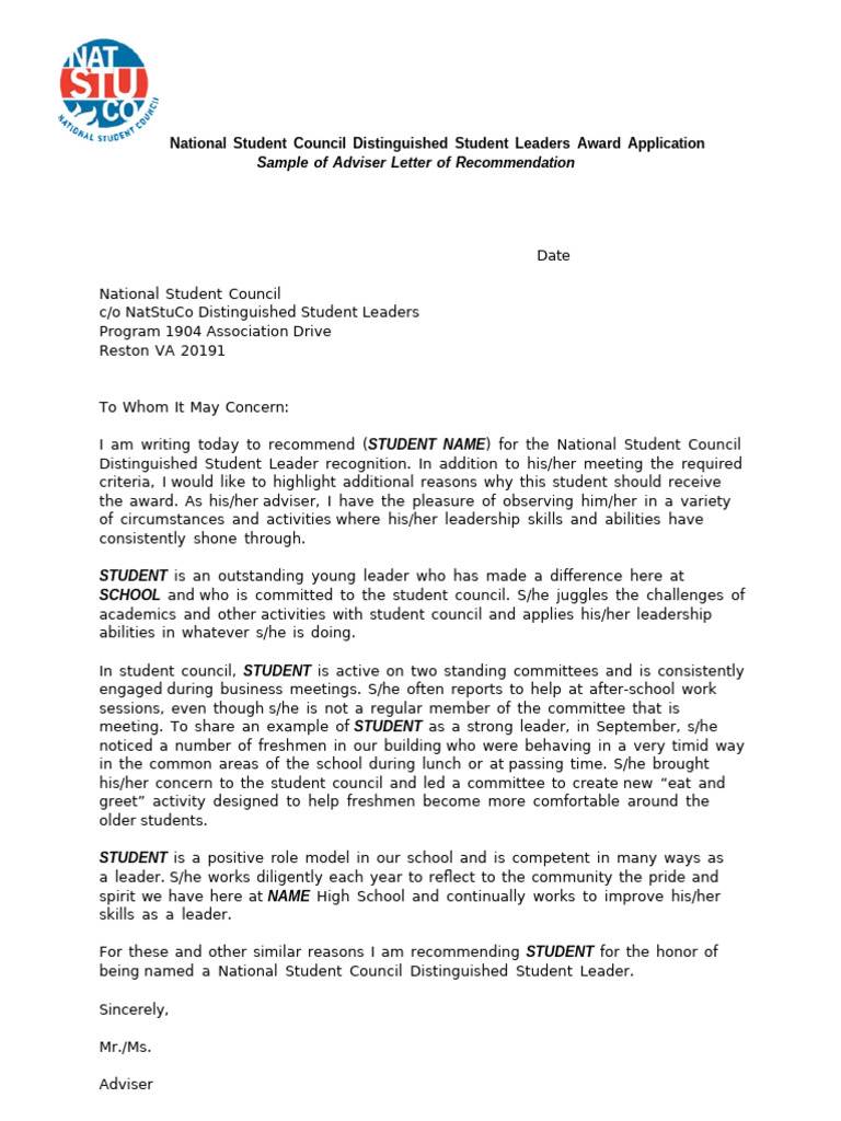 Sample Adviser Letter of Recommendation | PDF