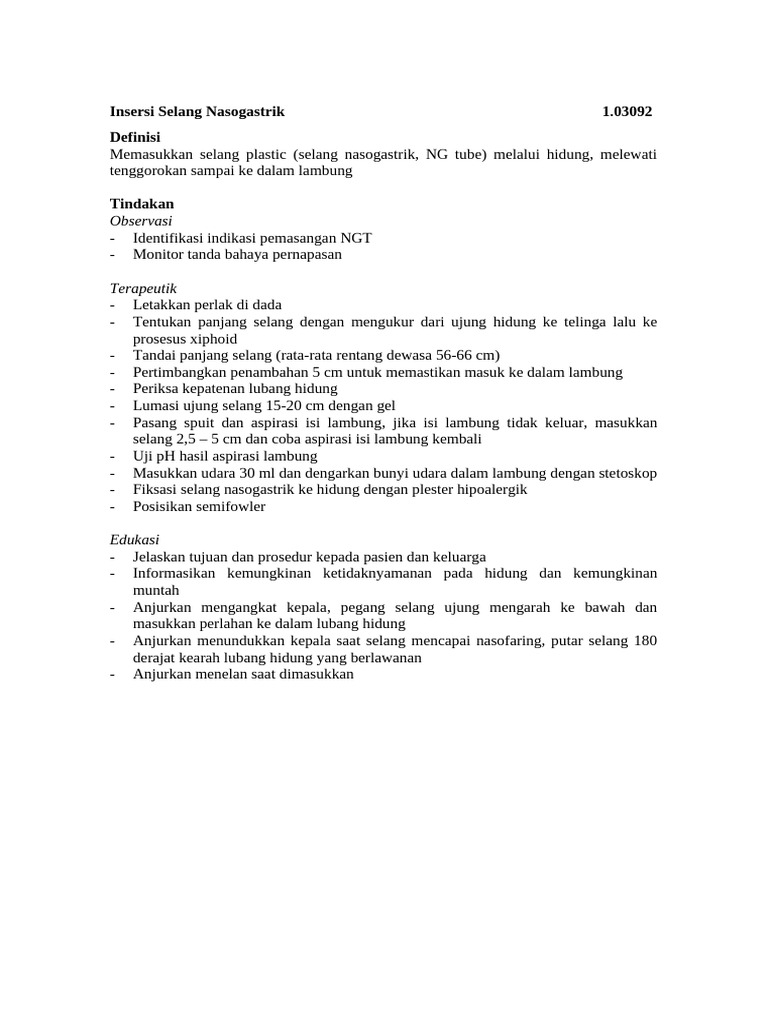 (5.) I.03092 Insersi Selang Nasogastrik | PDF