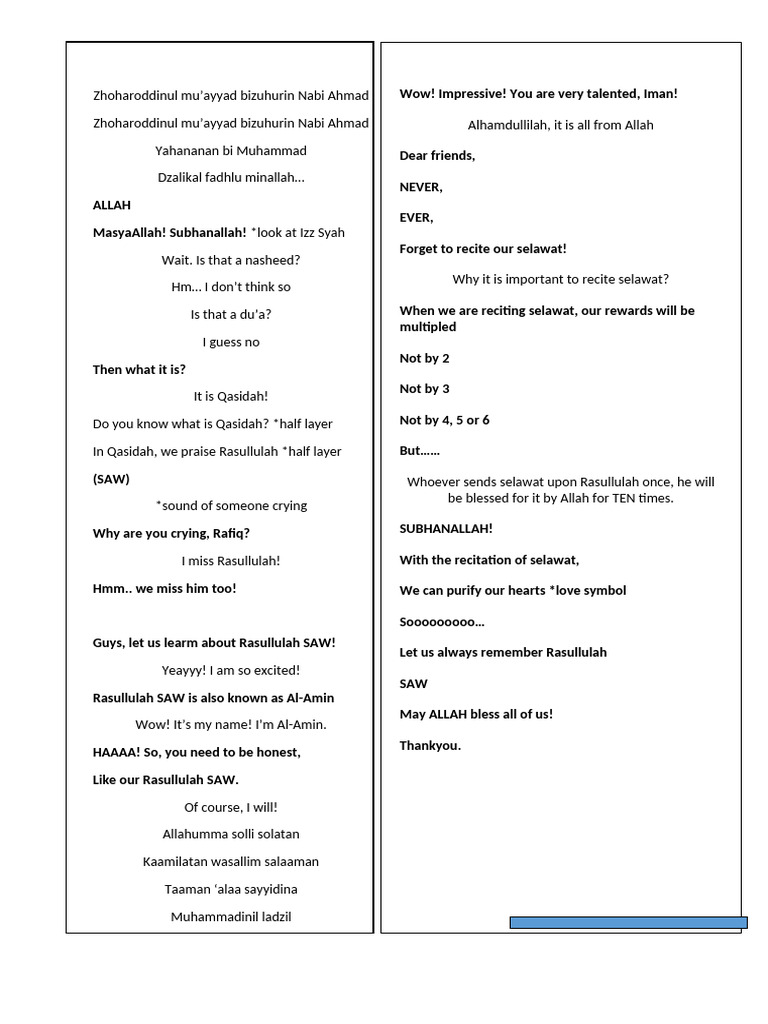 Sample of Islamic Choral Speaking | PDF | Monotheism | Religious Belief ...