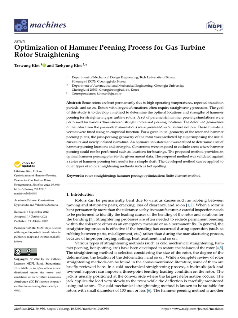 Optimization of Hammer Peening Process for Gas Turbine | PDF