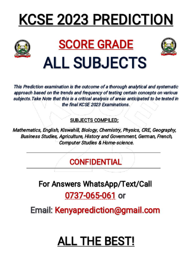 Kcse 2023 Nov Prediction | PDF