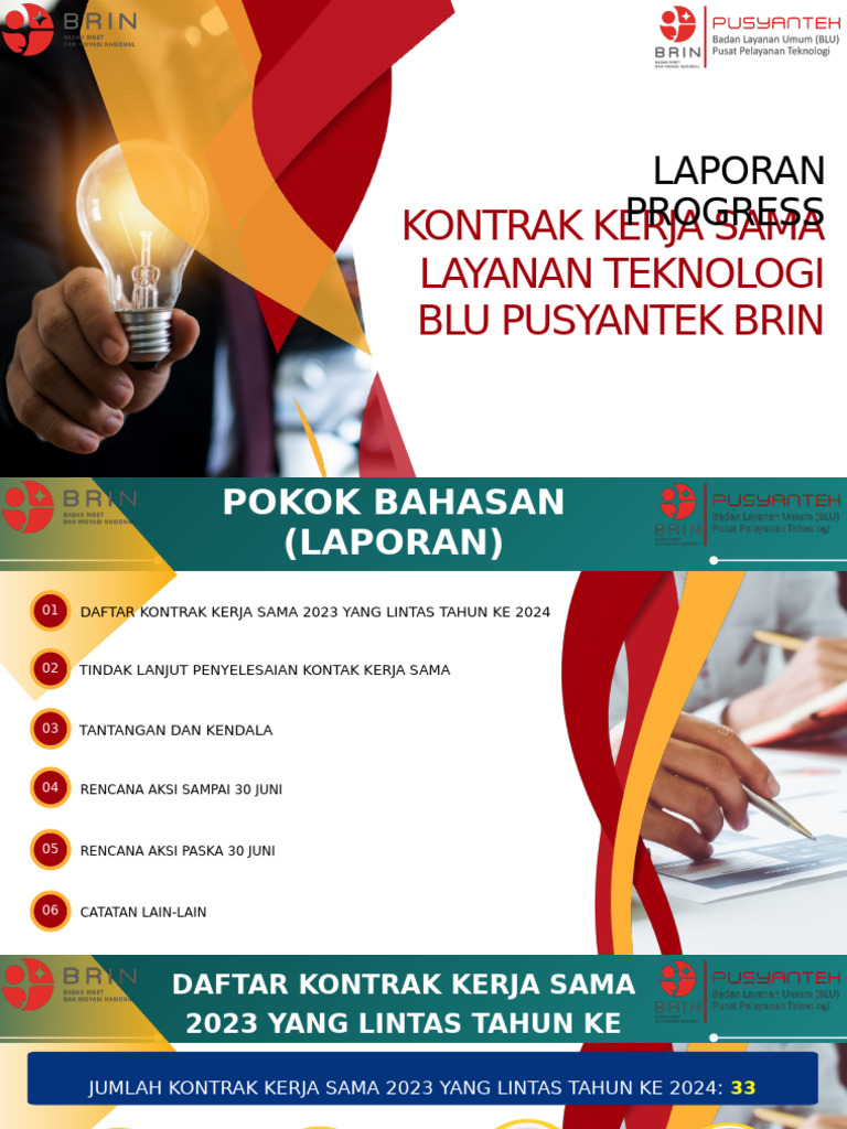 Laporan Progress Kontrak Kerja Sama Blu Pusyantek-24 Juni 2024 | PDF
