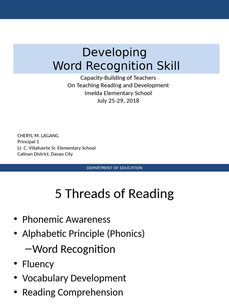 Developing Word Recognition Skills | PDF