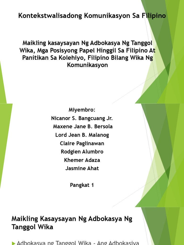 Kontekstwalisadong Komunikasyon Sa Filipino | PDF
