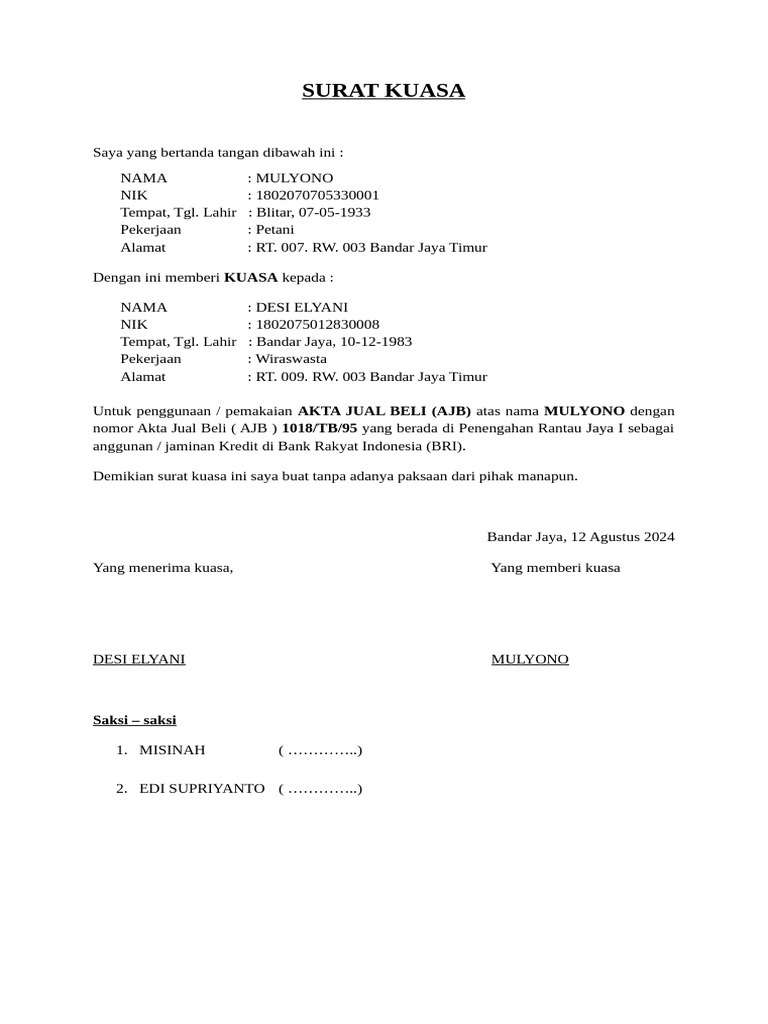 Surat Kuasa AJB | PDF