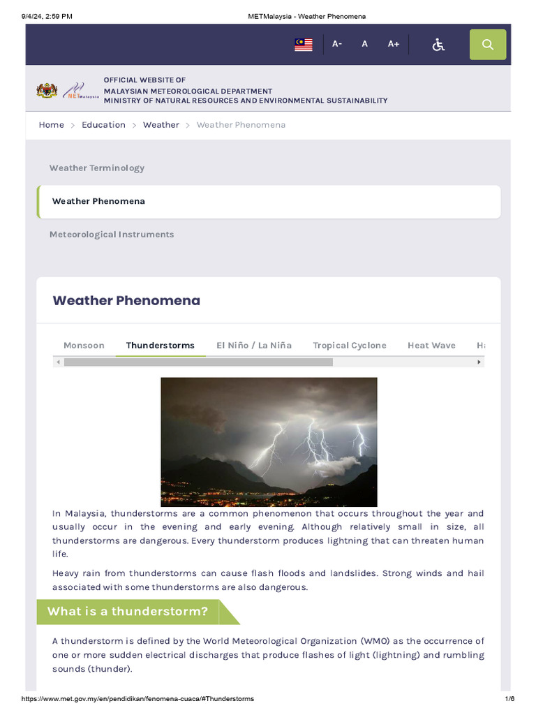 METMalaysia - Weather Phenomena - Thunderstorm | PDF | Thunderstorm | Lightning