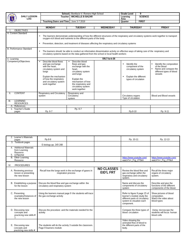 Science 9 DLL 1st Grading | PDF