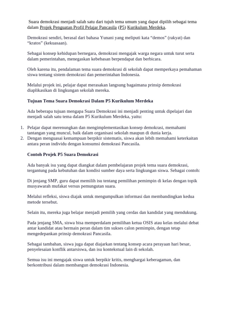 Materi p5 Suara Demokrasi Di Madrasah | PDF