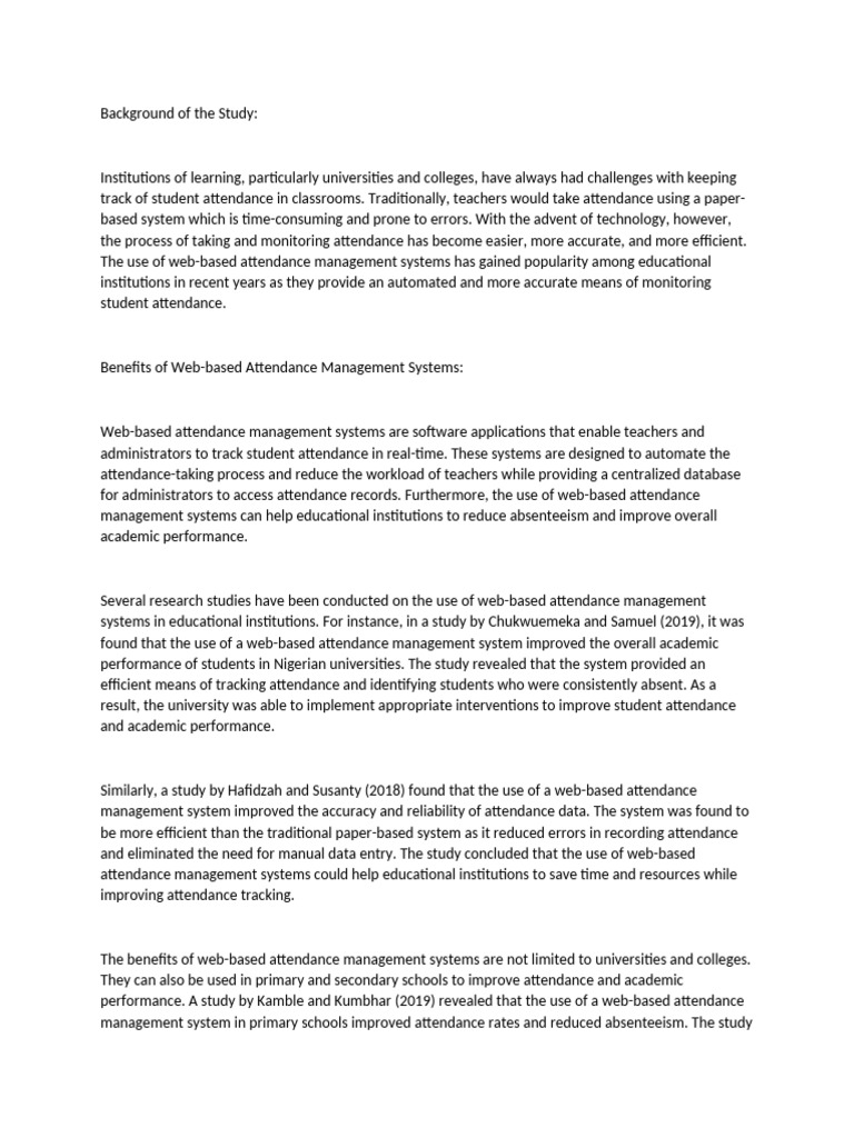 Benefits of Web-Based Attendance Systems | PDF | Automation | Teachers