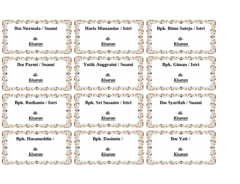 Format Label Undangan (Bingkai) | PDF