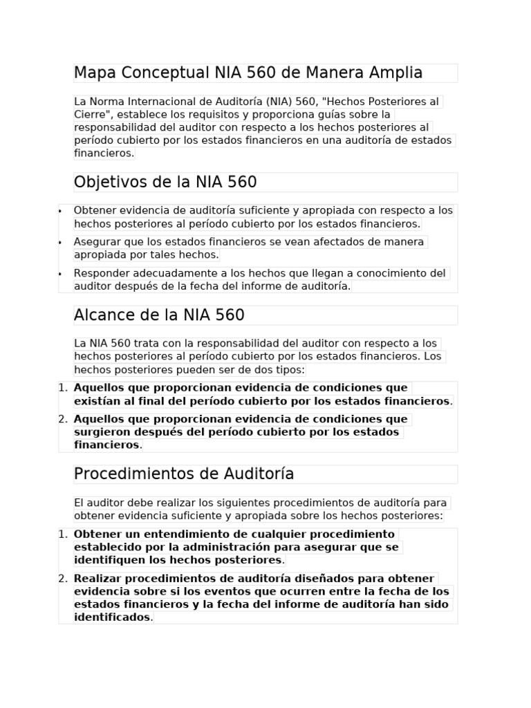 Mapa Conceptual NIA 560 de Manera Amplia | PDF