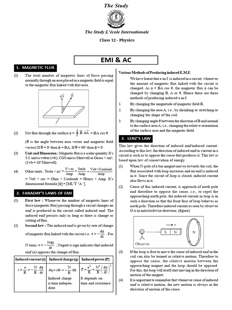 CH 6 - Electromagnetic Induction - Notes | PDF