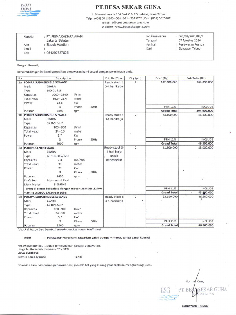 663 Pt. Prima Cassara Abadi | PDF