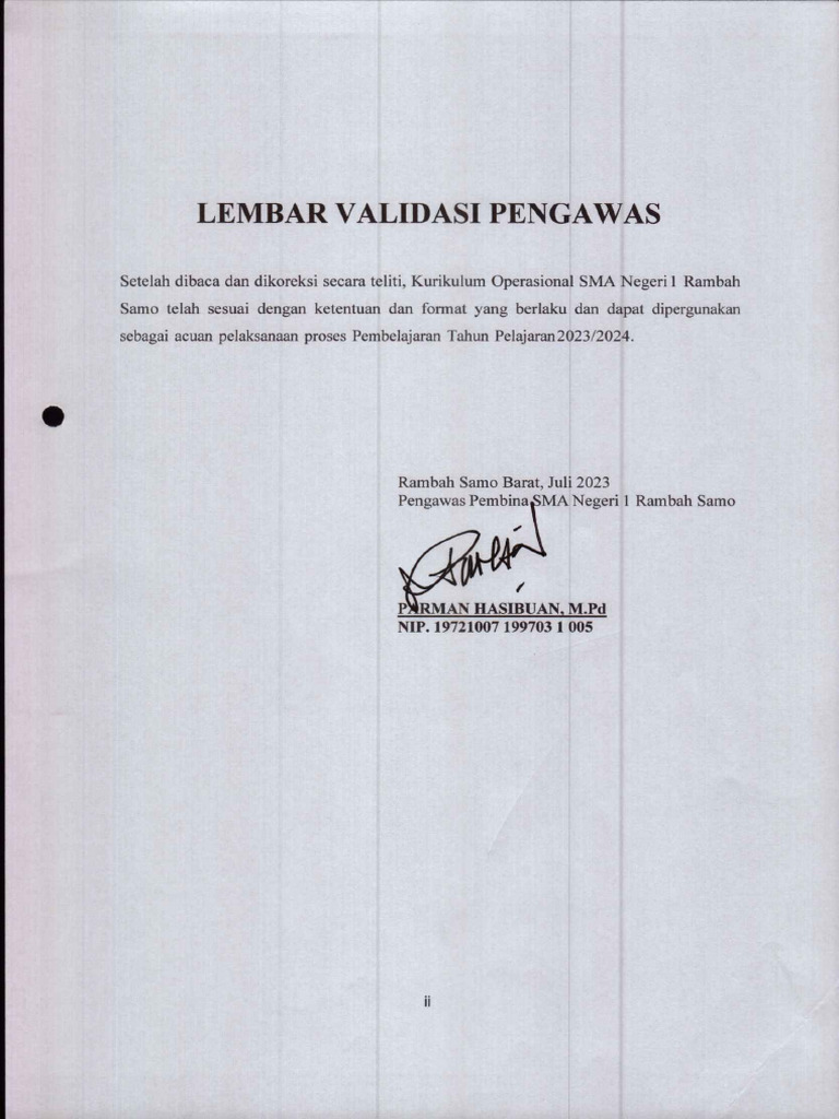LEMBAR VALIDASI PENGAwAS | PDF