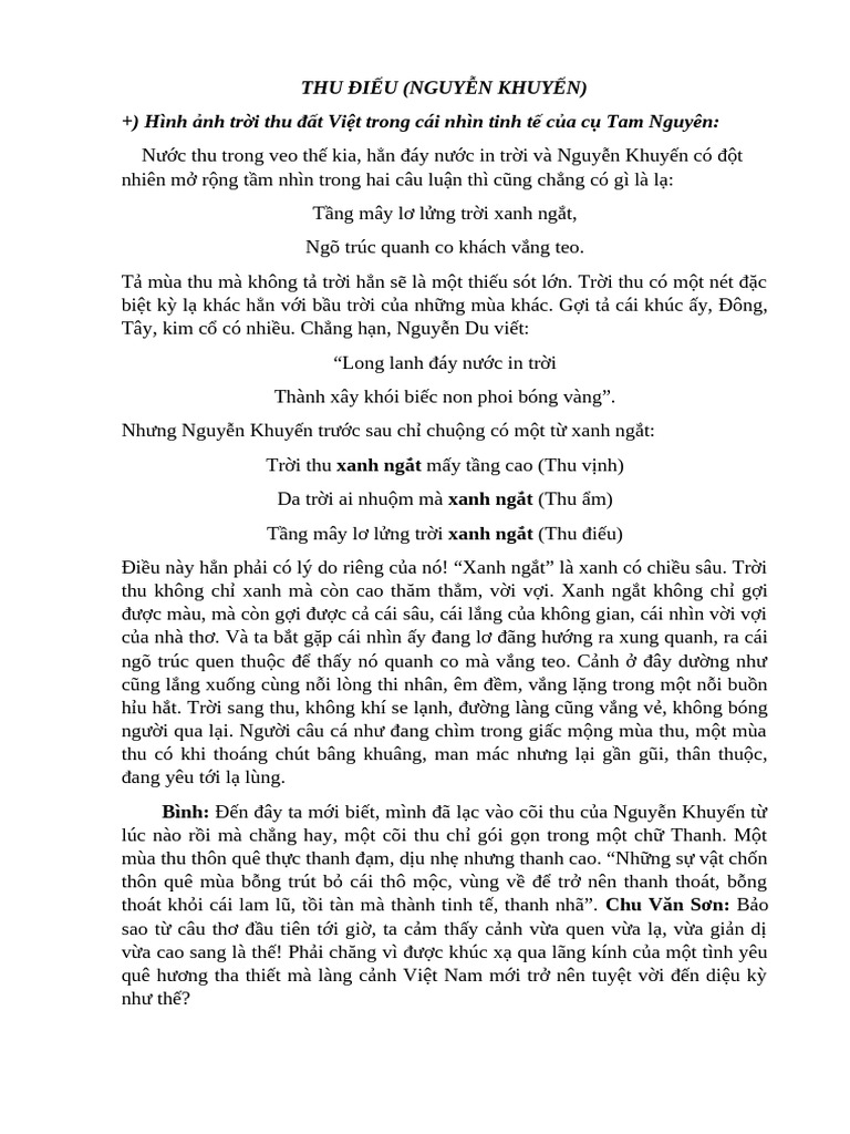 THU ĐIẾU (Nguyen Khuyen) | PDF