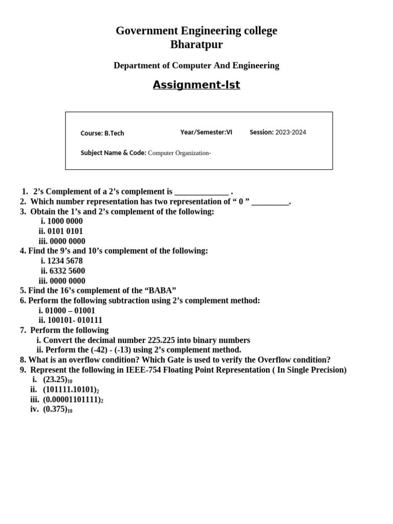 CO Assignment I | PDF