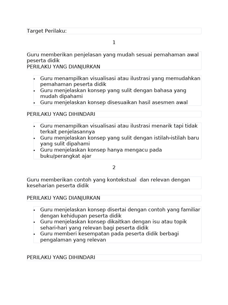 Target Perilaku Guru dalam Pengajaran | PDF | Career & Growth ...