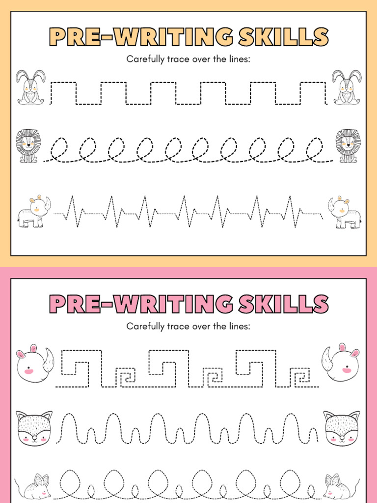 Colorful Pre-Writing Skills Tracing Worksheets | PDF