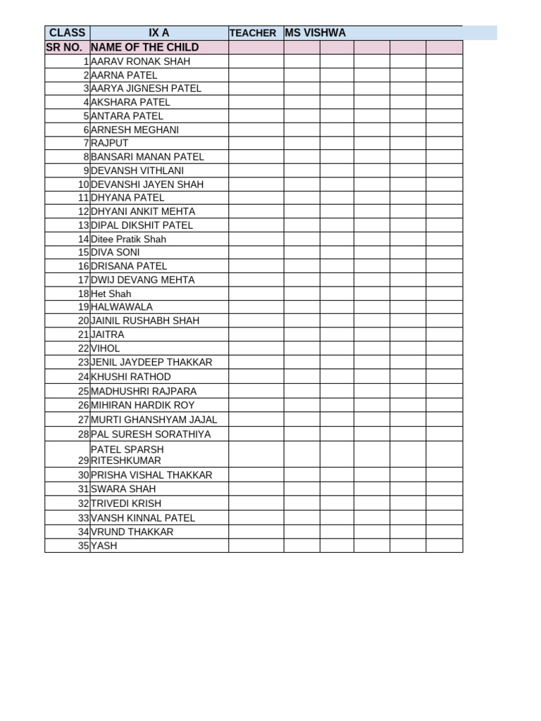 Student Name List 2024-25 | PDF