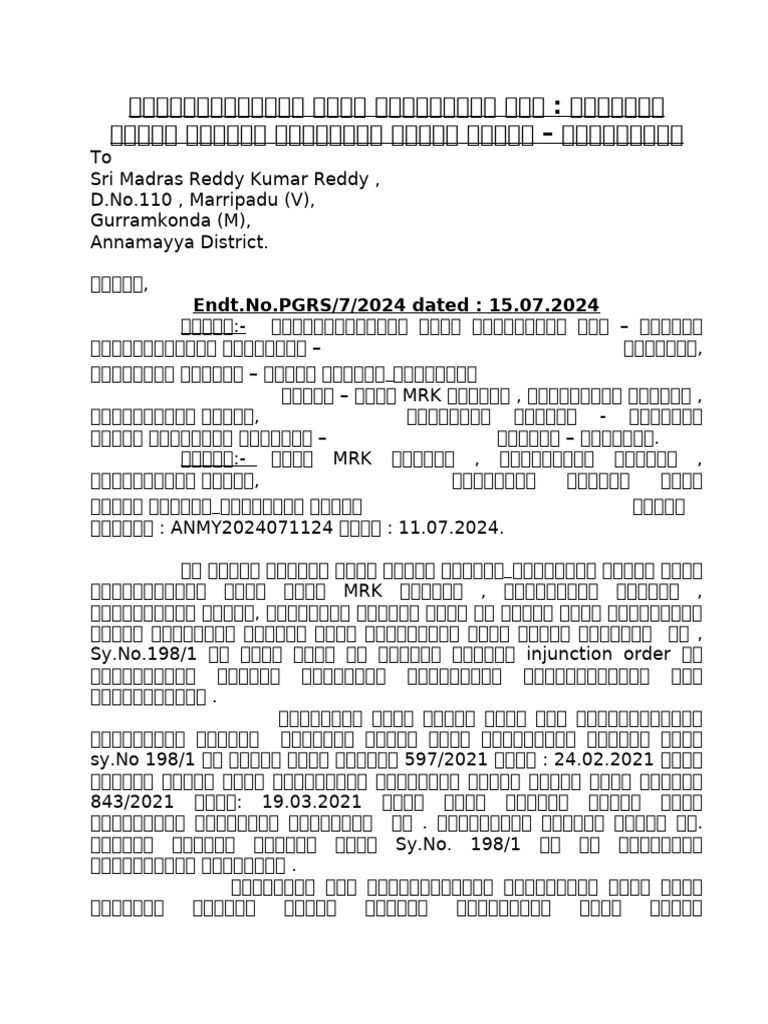 Madras Reddy PGRS | PDF