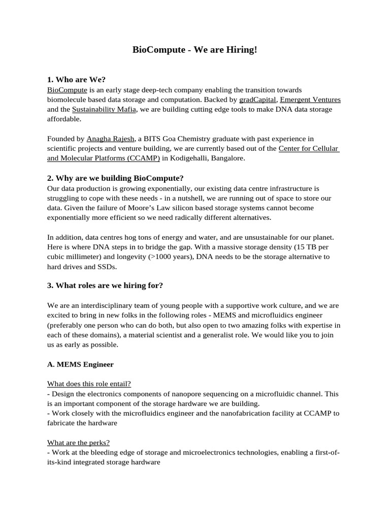 BioCompute - We Are Hiring | PDF