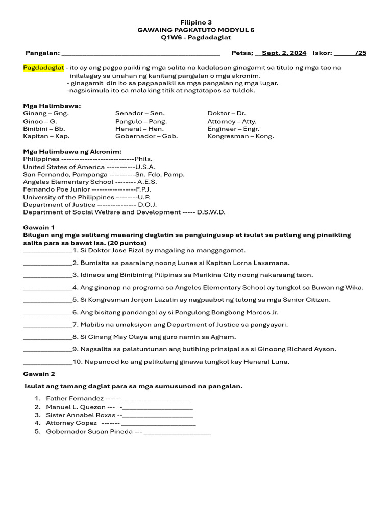 Filipino Pagdadaglat | PDF