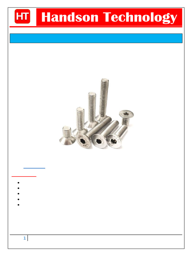 Counter-Sunk Hex screw-SS | PDF