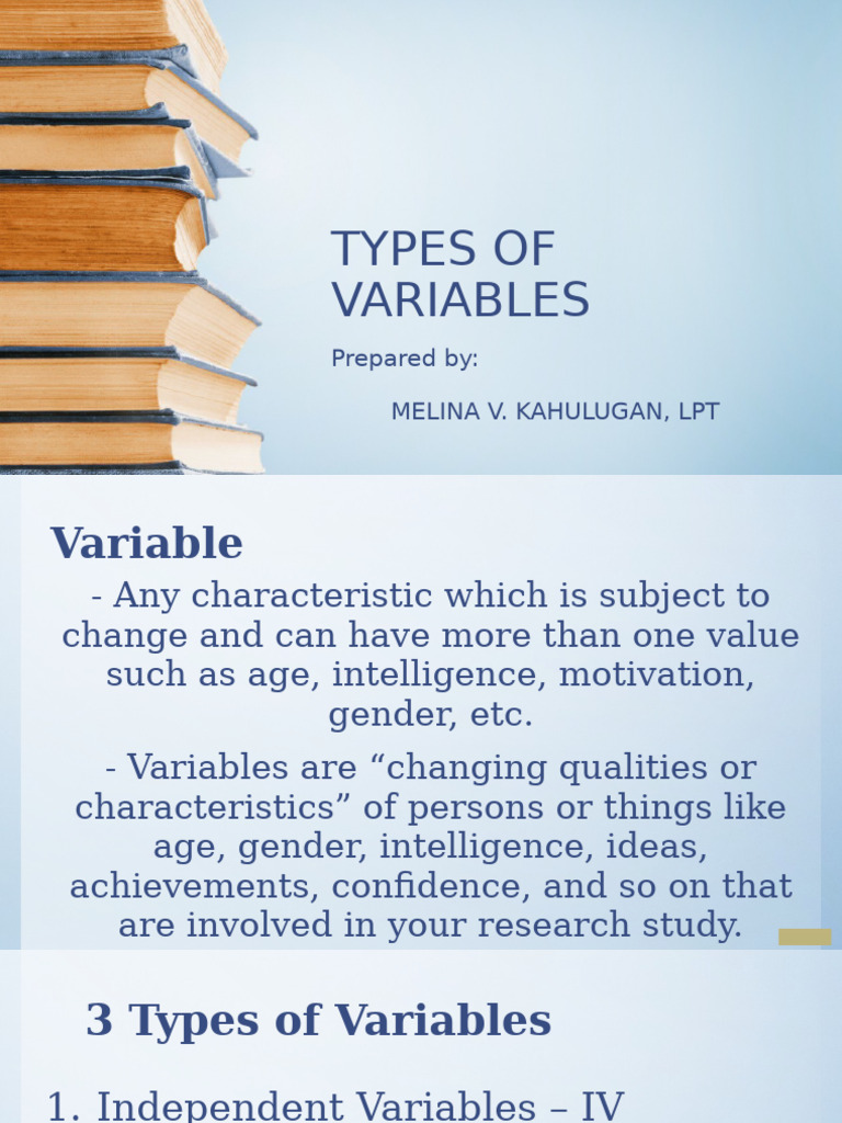 Different Variables in Quantitative Research | PDF