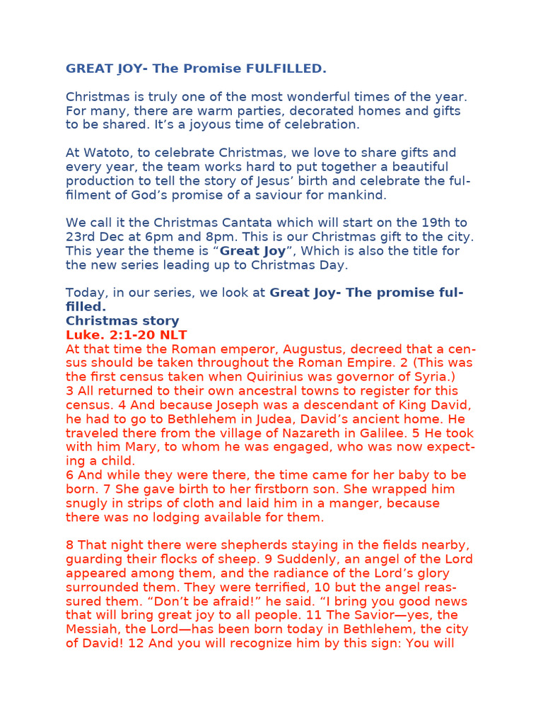 Great Joy Faithful To Fulfill Promises | PDF