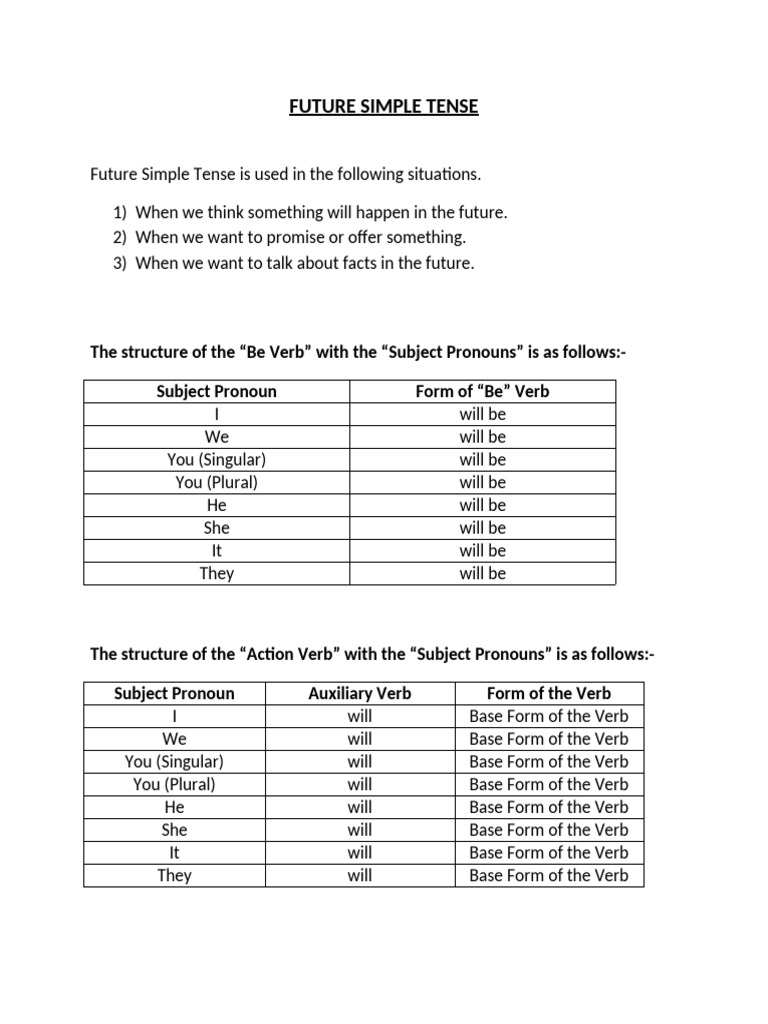 Future Simple Tense | PDF