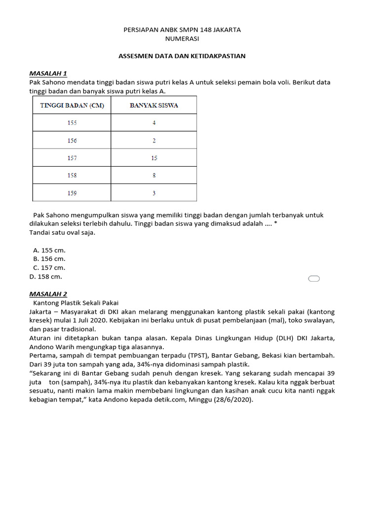 Persiapan Anbk SMPN 148 Jakarta (Pert 2) | PDF