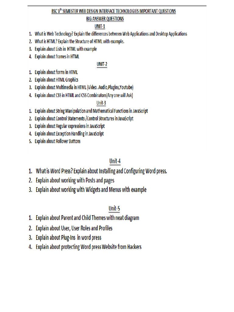 HTML Question Bank | PDF HTML Question Bank | PDF