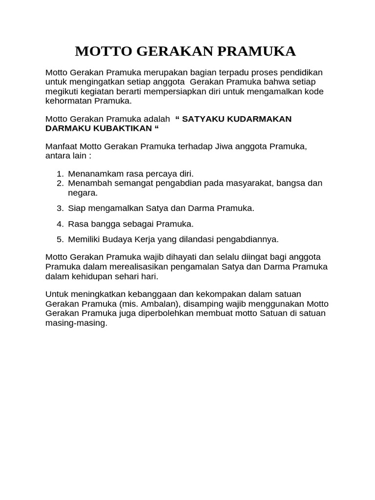 2 Motto Gerakan Pramuka | PDF
