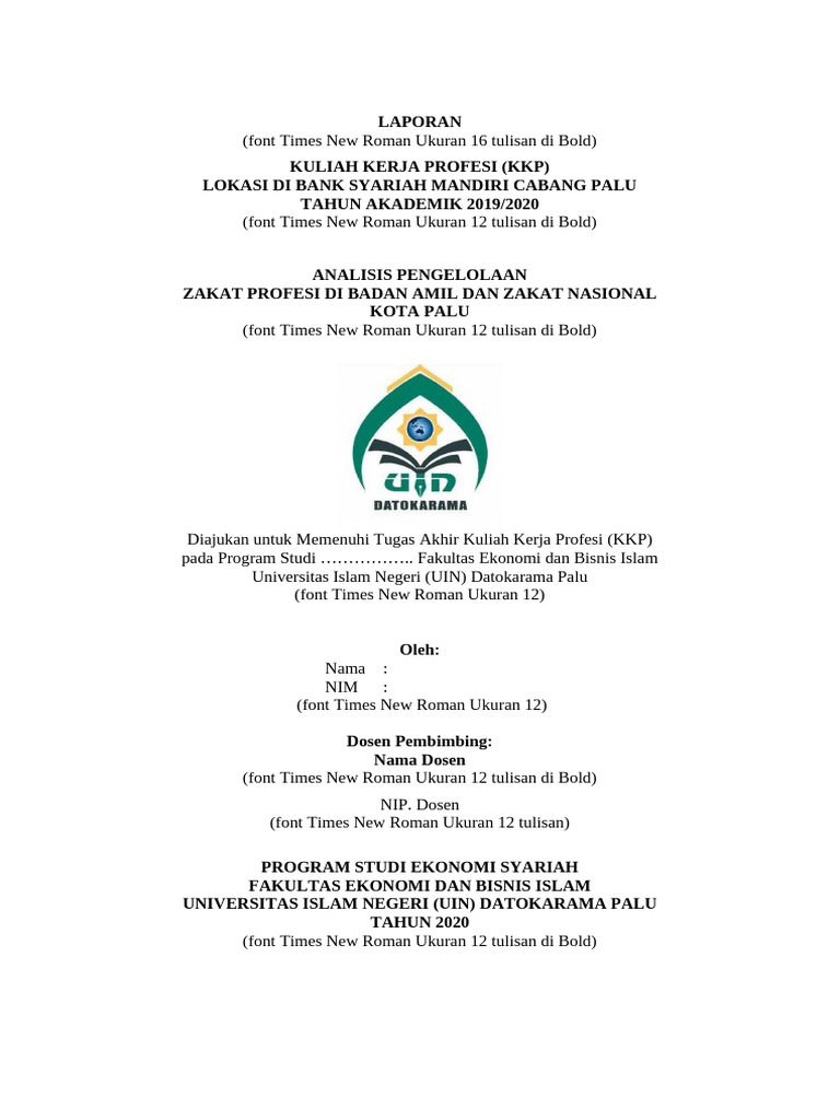 Format Laporan KKP | PDF