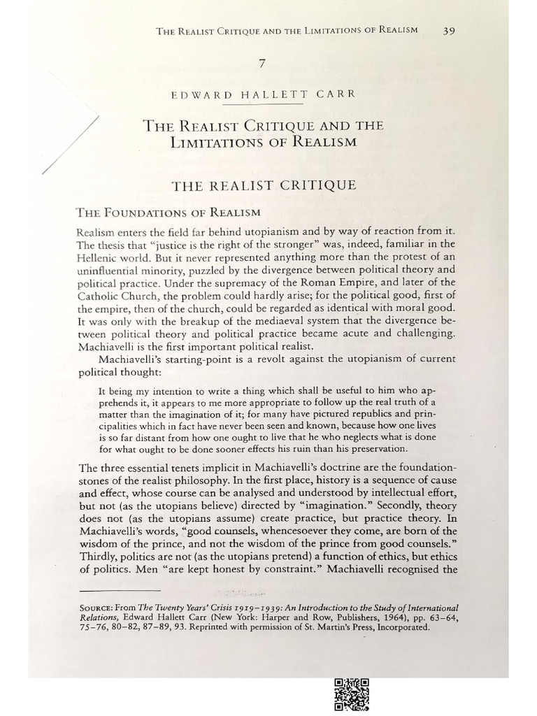 A4 The Realist Critique and The Limitations of Realism - Edward H. Carr ...