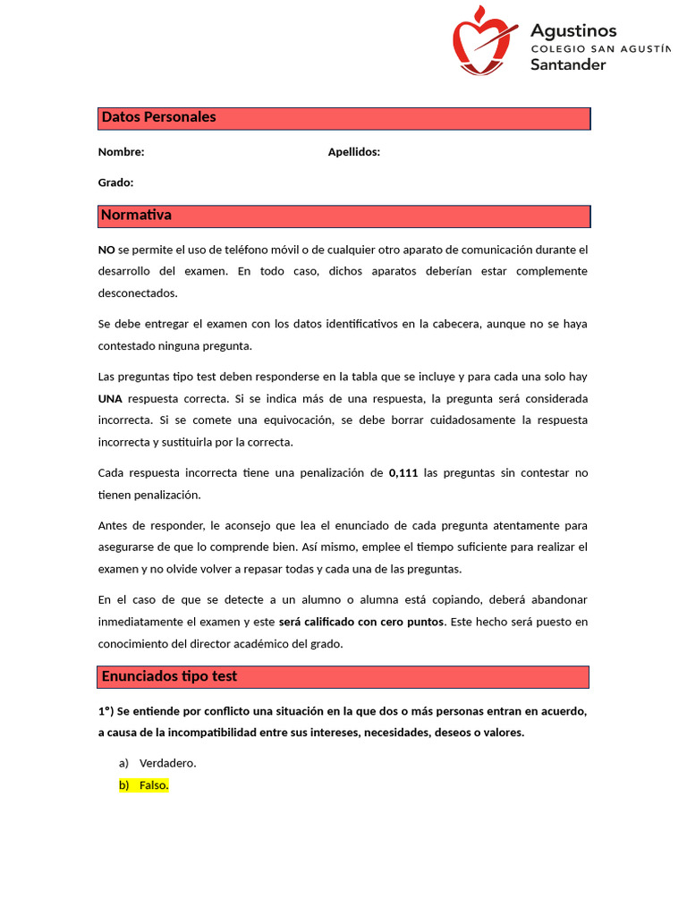 HAB. SOCIALES - 2º TSAF - 1º Evaluación Temas 1,2 y 3 Modelo A 2º Evaluación Temas 4 y 5 | PDF