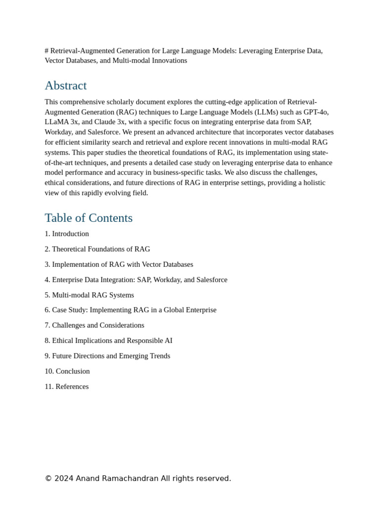 Retrieval Augmented Generationfor Large Language Models Leveraging Enterprise Data 01 | PDF