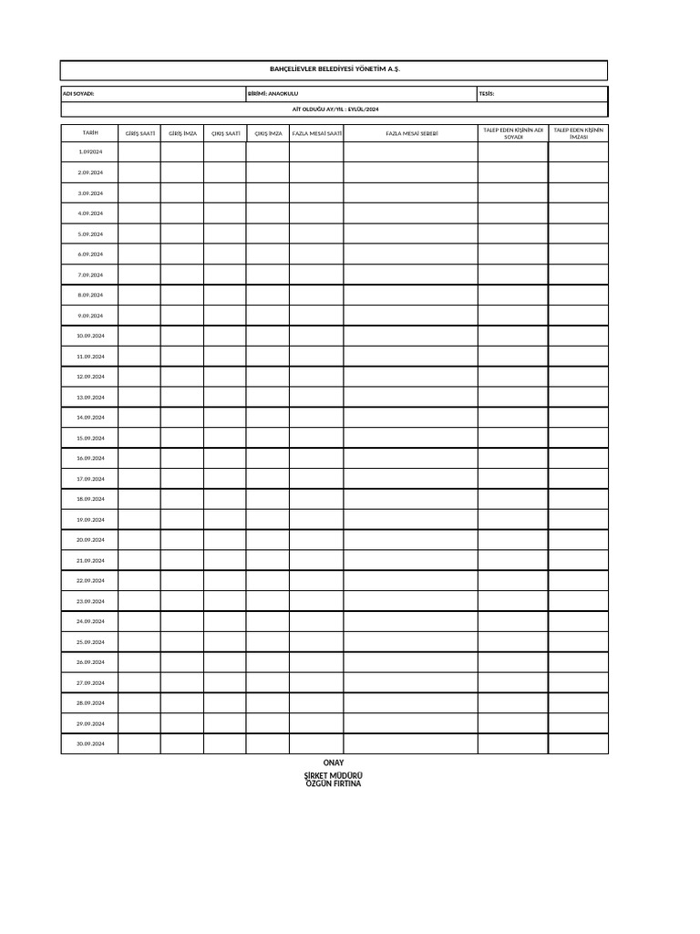 Imza Çizelgesi | PDF