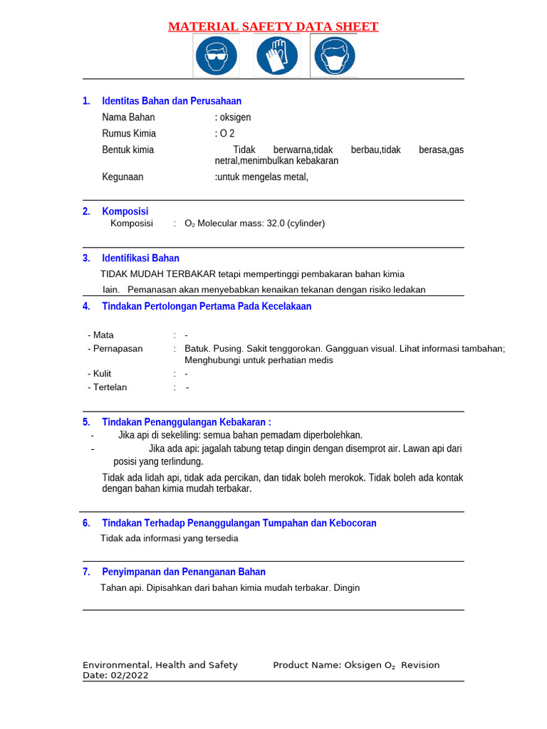 MSDS - Oksigen | PDF