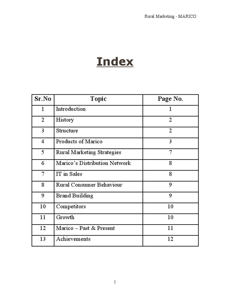 Index: SR - No - Topic Page No | PDF | Brand | Market Segmentation
